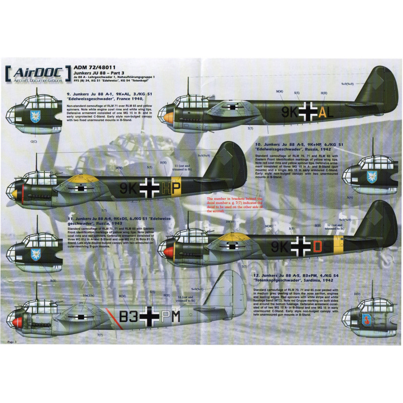Junkers Ju 88 Pt3 - Ju 88 A Lehrgeschwader 1, Nahaufklärungsgruppe 1 ...
